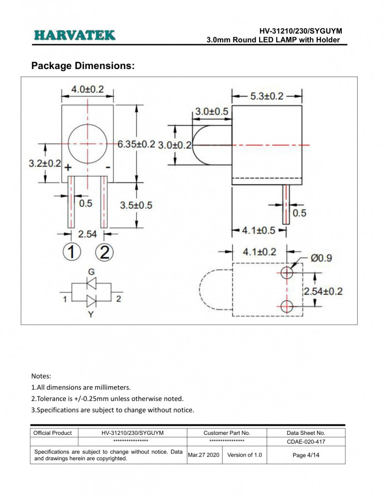 HV-31210/230/SYGUYM datasheet page 4