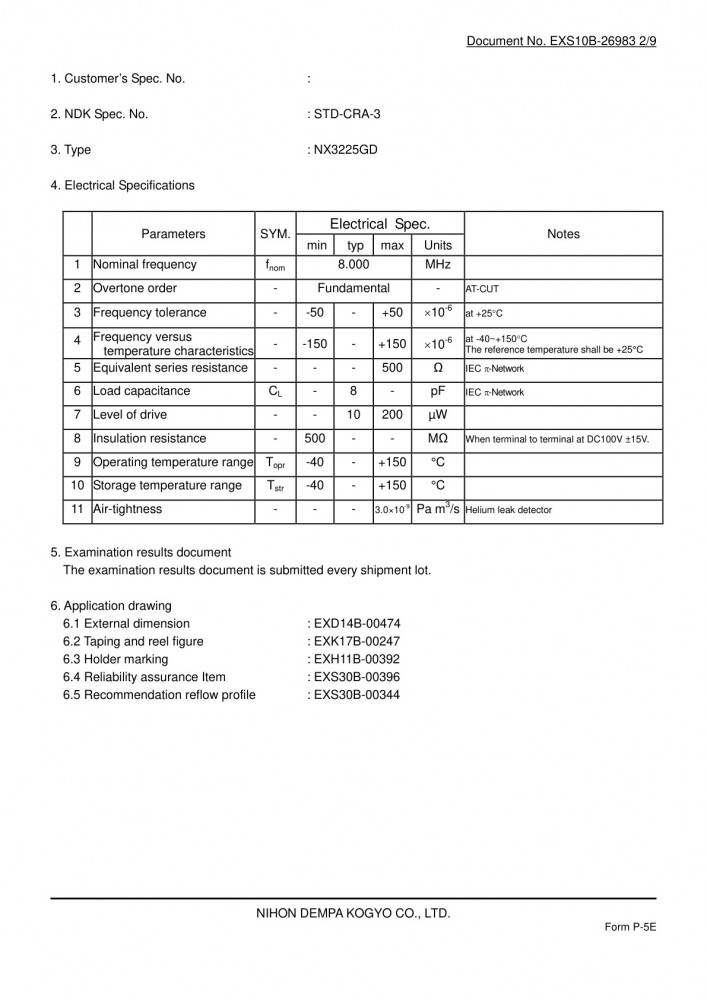 NDK NX3225GD specification page 2