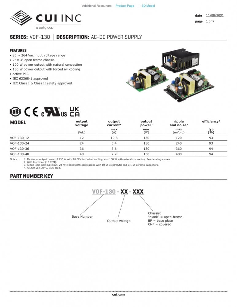 VOF-130-48-CNF datasheet page 1