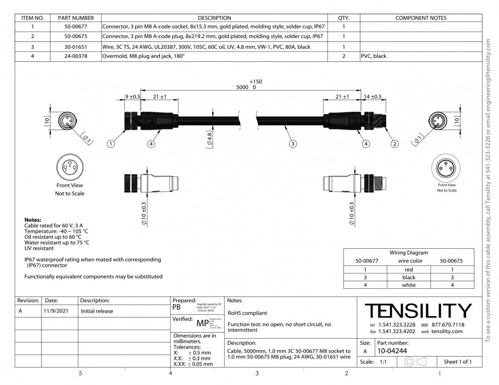 Product drawing for Tensility International model 10-04244