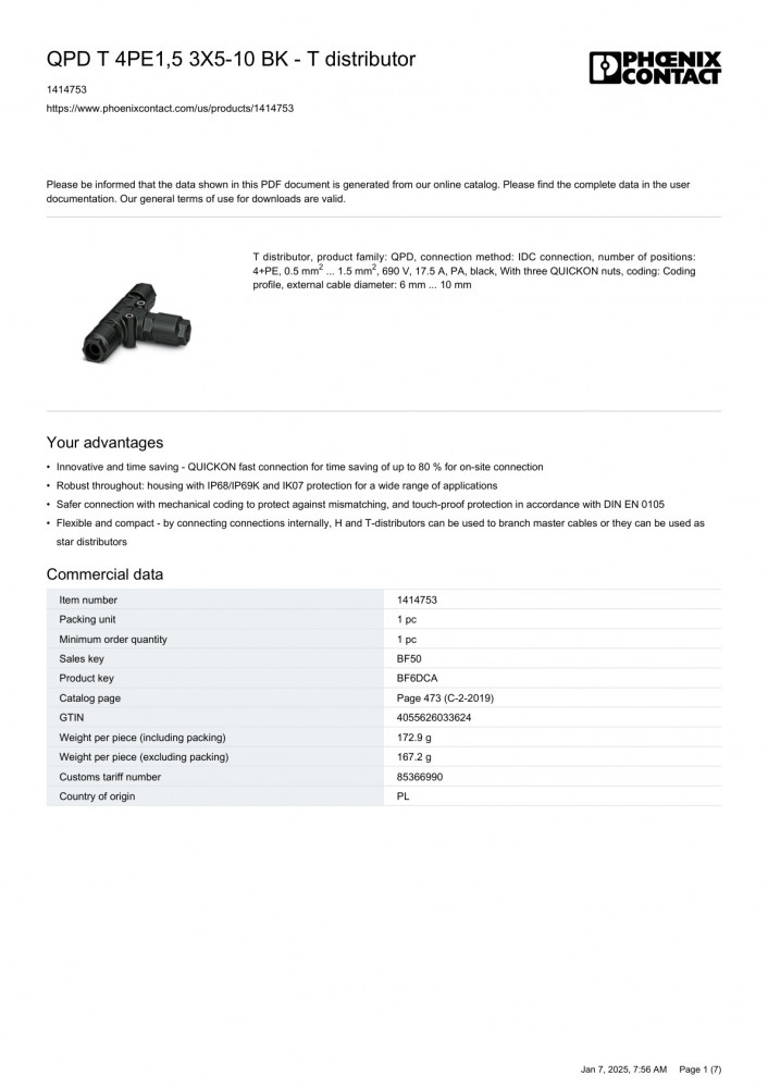 Phoenix Contact 1414753 product document page 1