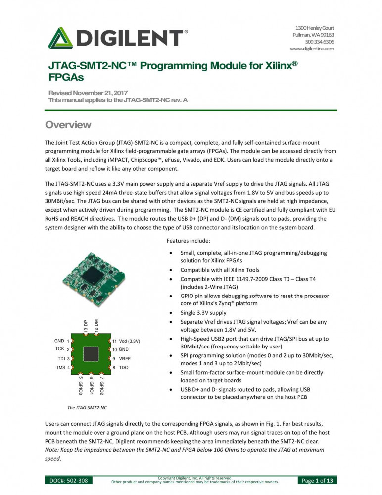 JTAG-SMT2-NC documentation page 1