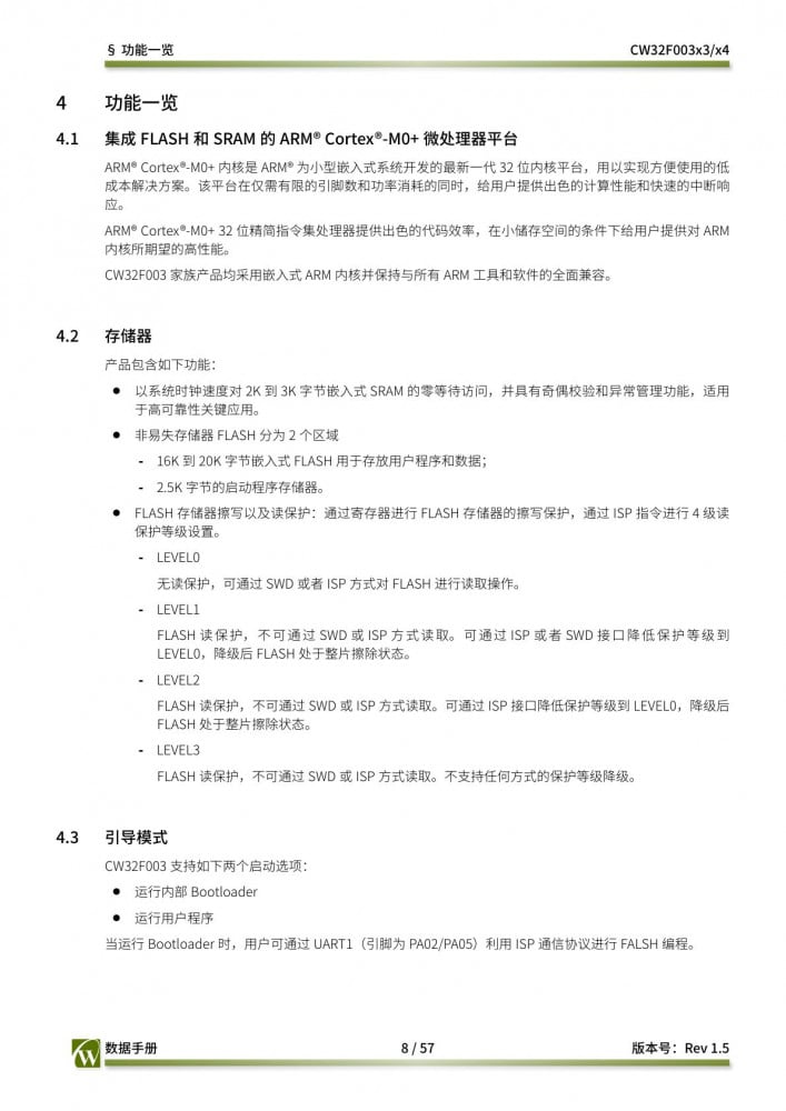 CW32F003 datasheet page 9