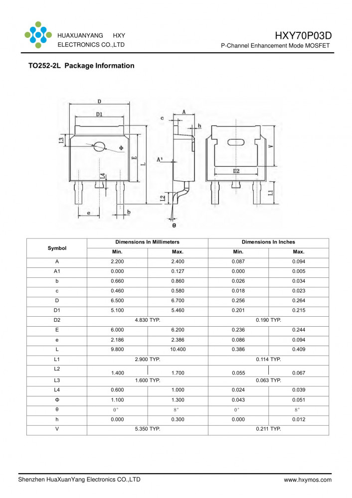 HXY70P03D datasheet page 5