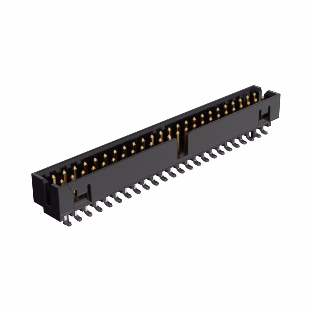 2.00mm Pitch, Milli-Grid PCB Header, Dual Row, Vertical, Surface Mount, Shrouded, 46 Circuits, 0.38µm Gold (Au) Plating, Dual Side Slots, Dual Friction Locks, Center Polarization, with Pegs, Tube
