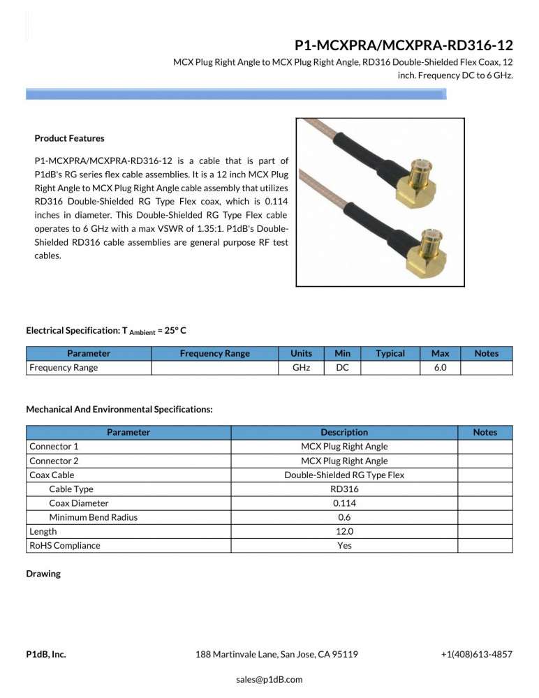 P1-MCXPRA/MCXPRA-RD316-12 product document, page 1