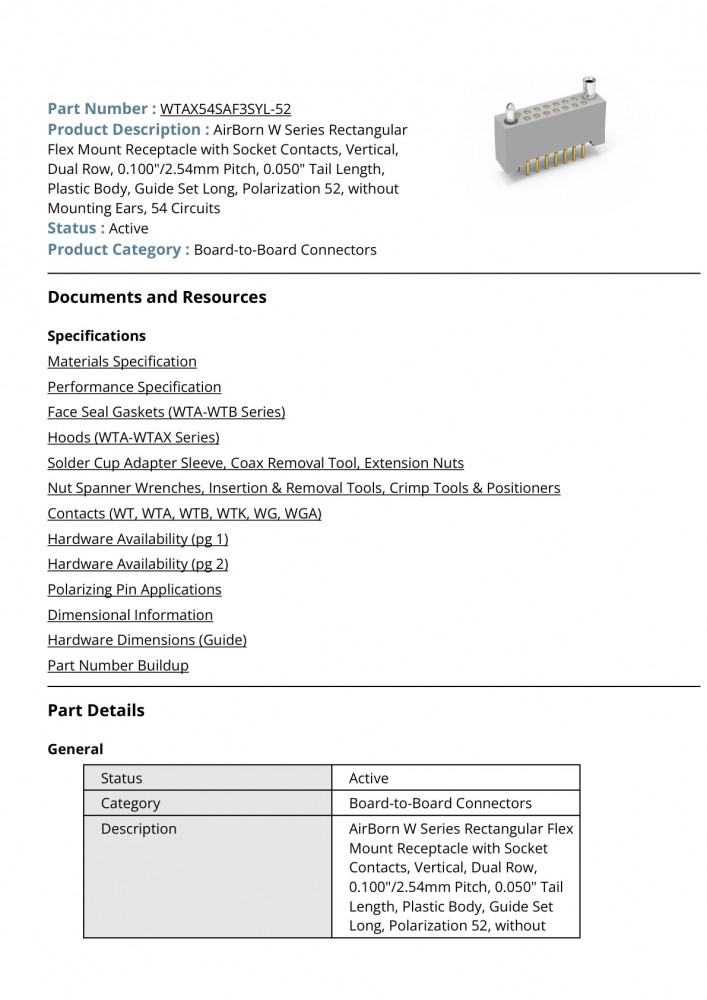 WTAX54SAF3SYL-52 technical document image, page 1