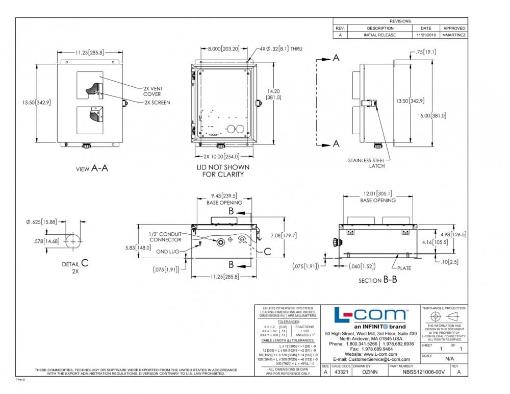 L-com NBSS121006-00V mechanical drawing