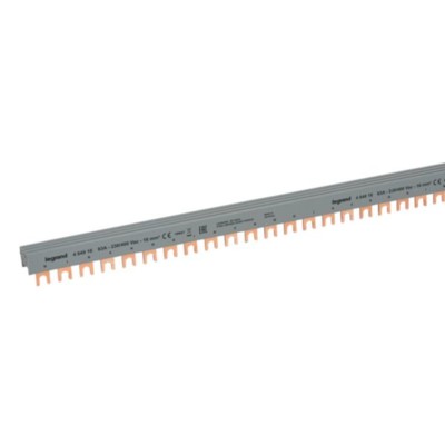 Supply busbar - Fork-type 2P balanced on 3 phase meter - Max 28 devices - 16mm² cross section - 63A 400V horizontal phase busbar for sale