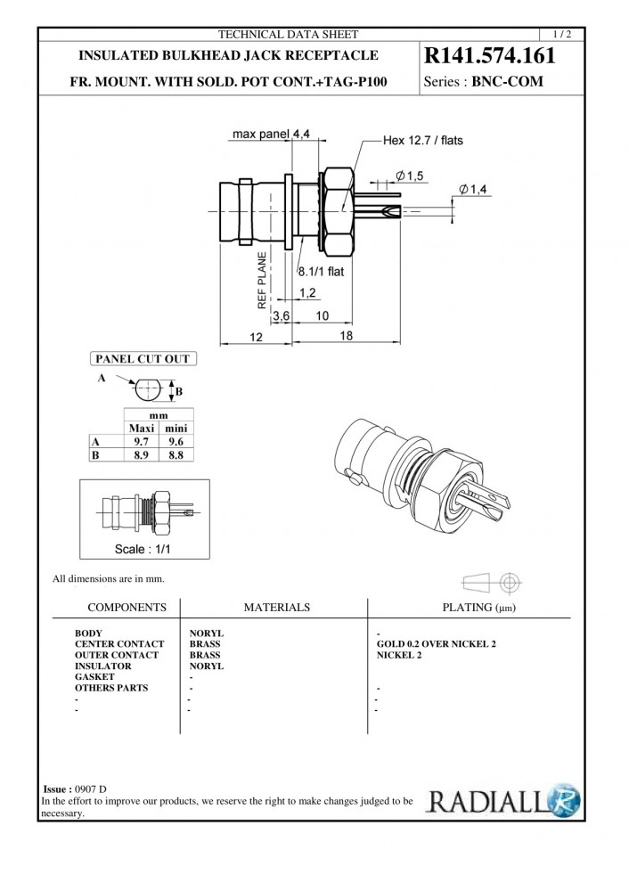 Radiall R141574161 technical document page 1