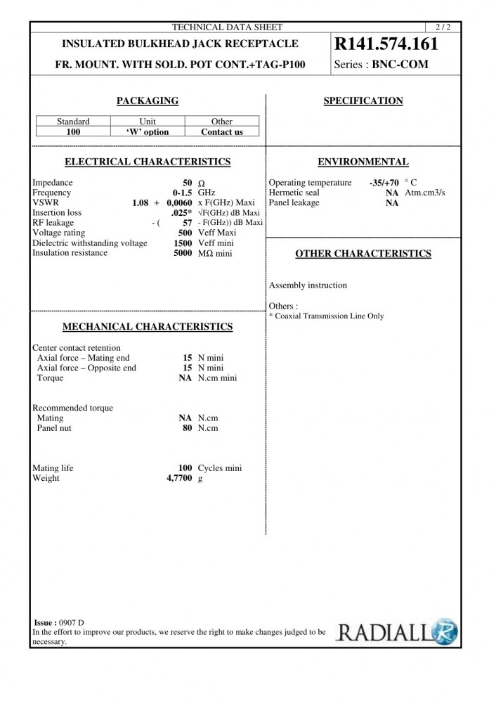 Radiall R141574161 technical document page 2