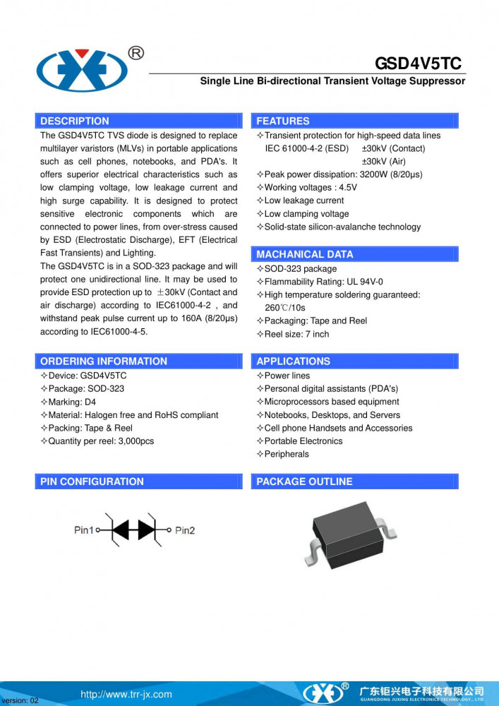 GSD4V5TC datasheet page 1