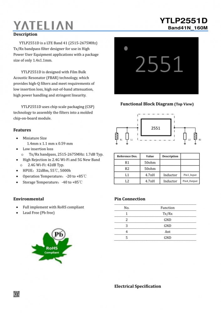 YTLP2551D datasheet page 1
