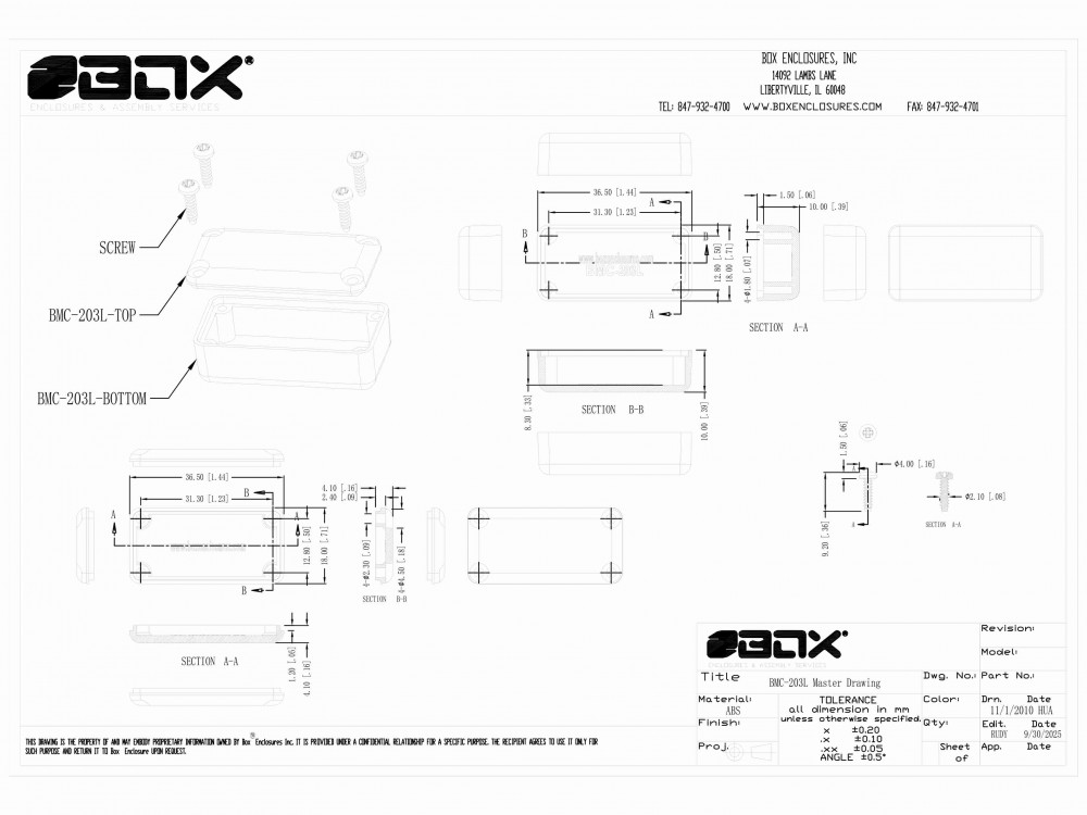 BMC-203L enclosure drawing preview