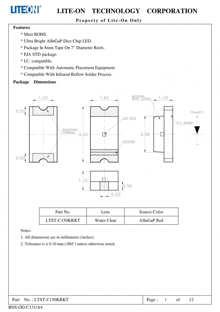 LTST-C150KRKT datasheet page 2