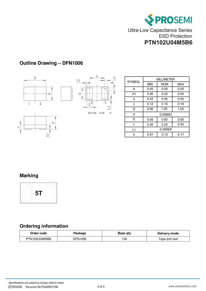 PTN102U04M5B6 datasheet page 4