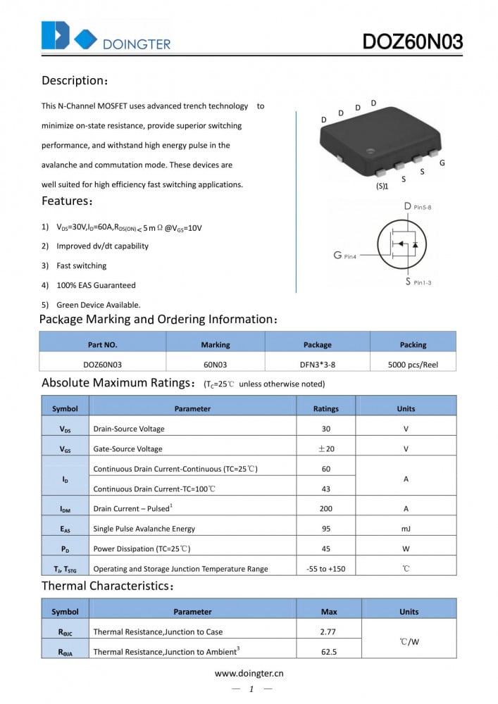 DOZ60N03 datasheet page 1