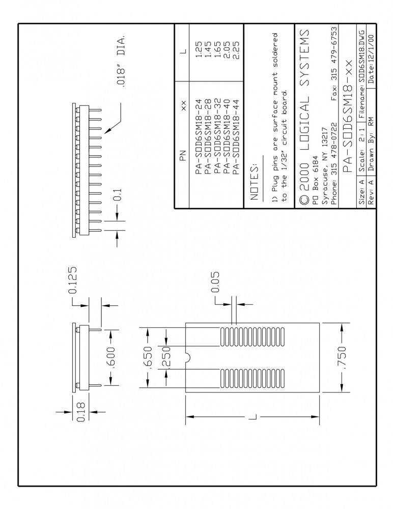 Logical Systems PA-SOD6SM18 family dimensional drawing