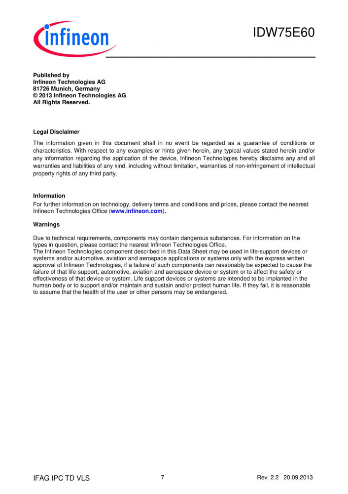 IDW75E60FKSA1 datasheet page 7