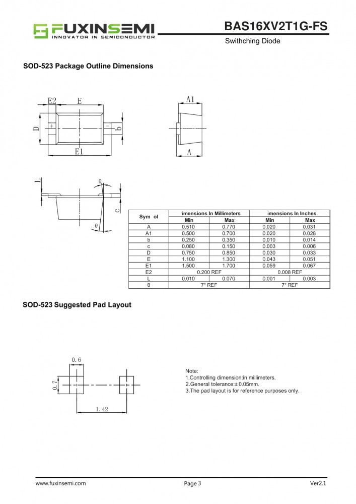 BAS16XV2T1G-FS datasheet page 3