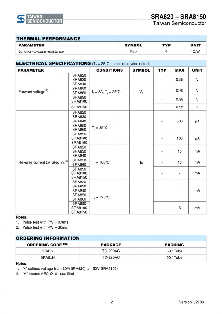 SRA830 technical document page 2