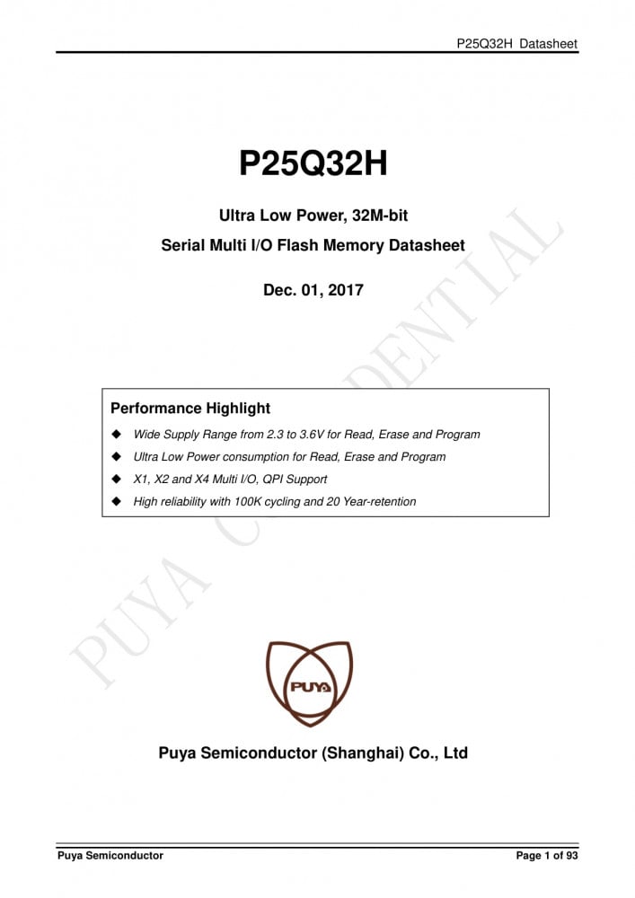 P25Q32H datasheet page 1