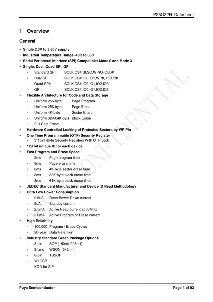 P25Q32H datasheet page 4