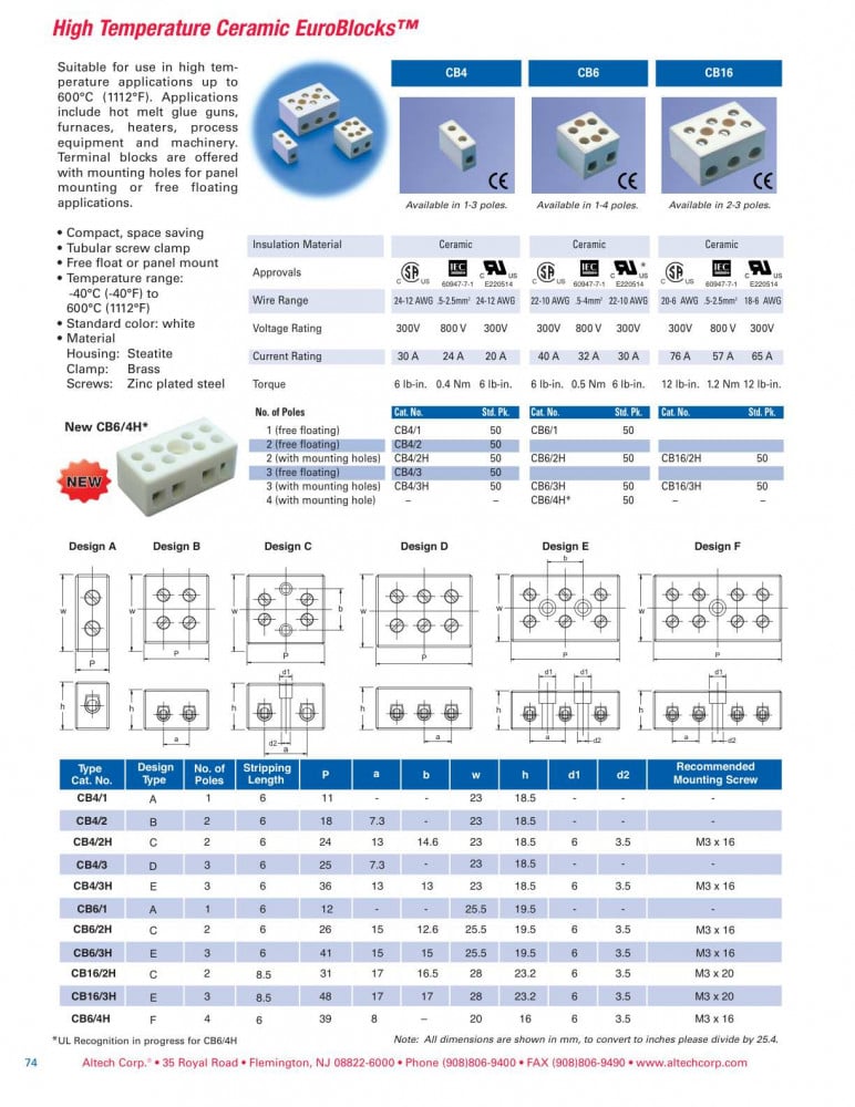 Altech CB6/3H technical document page