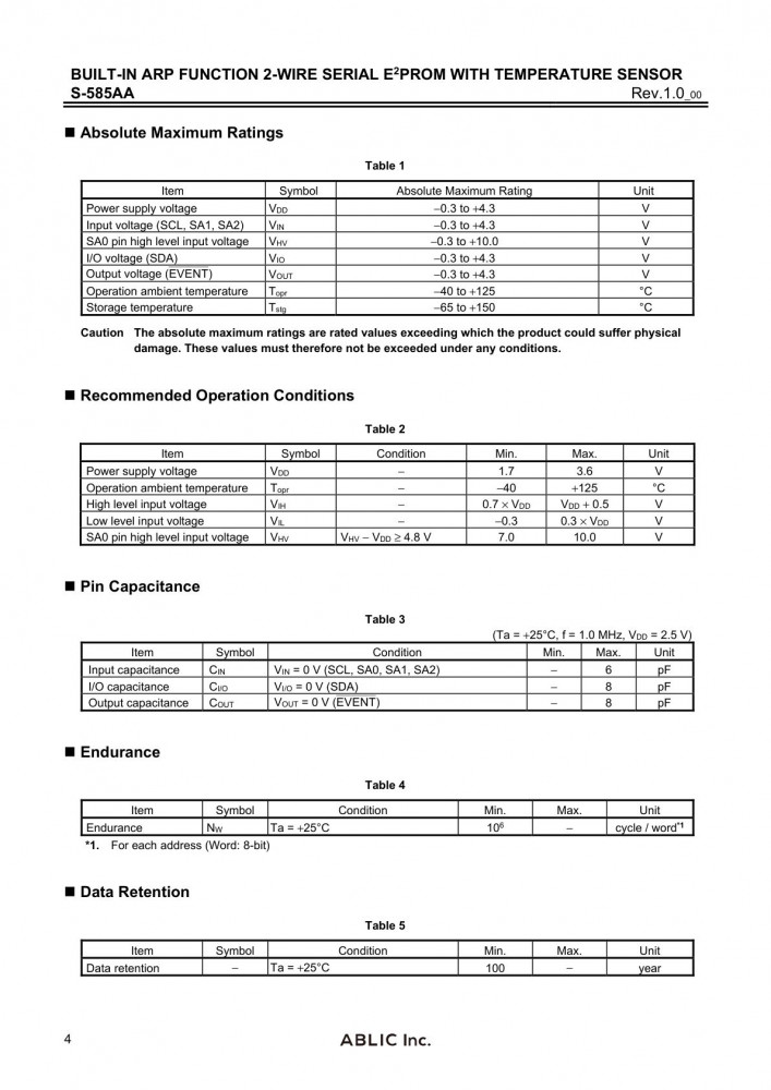 S-585AA datasheet page 4