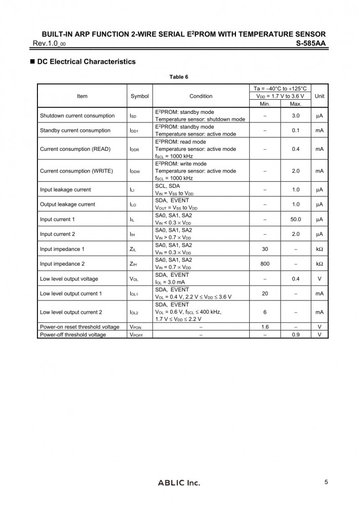 S-585AA datasheet page 5