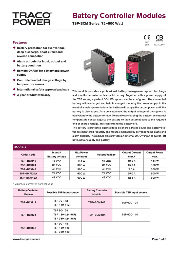 TSP-BCM48A documentation page 1