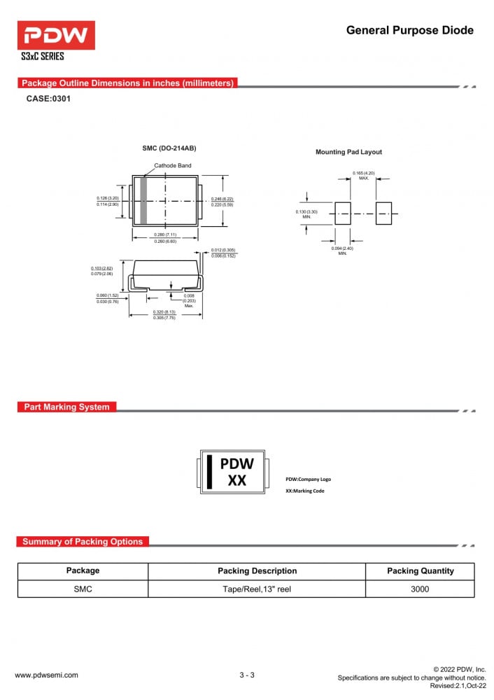 PDW S3MC package drawing