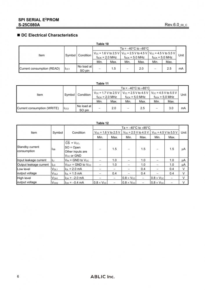 ABLIC S-25C080A datasheet page 6
