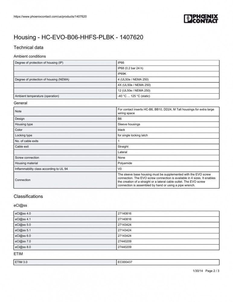 Phoenix Contact 1407620 product documentation page 2