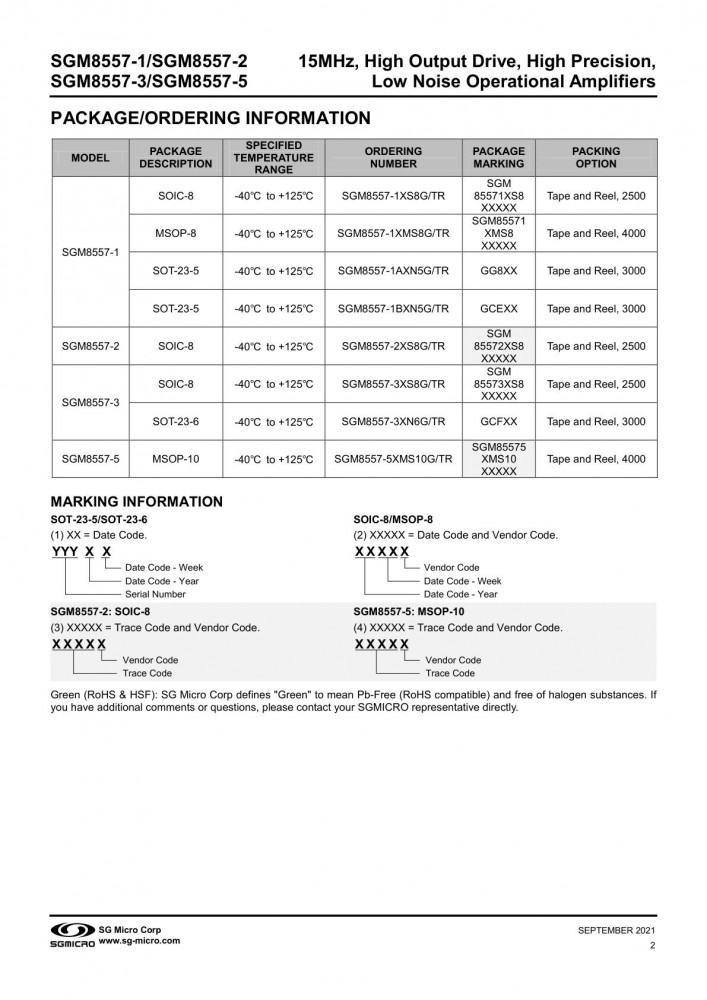 SGM8557 datasheet page 2