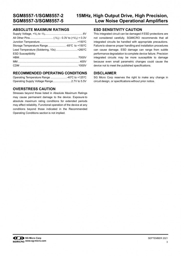SGM8557 datasheet page 3