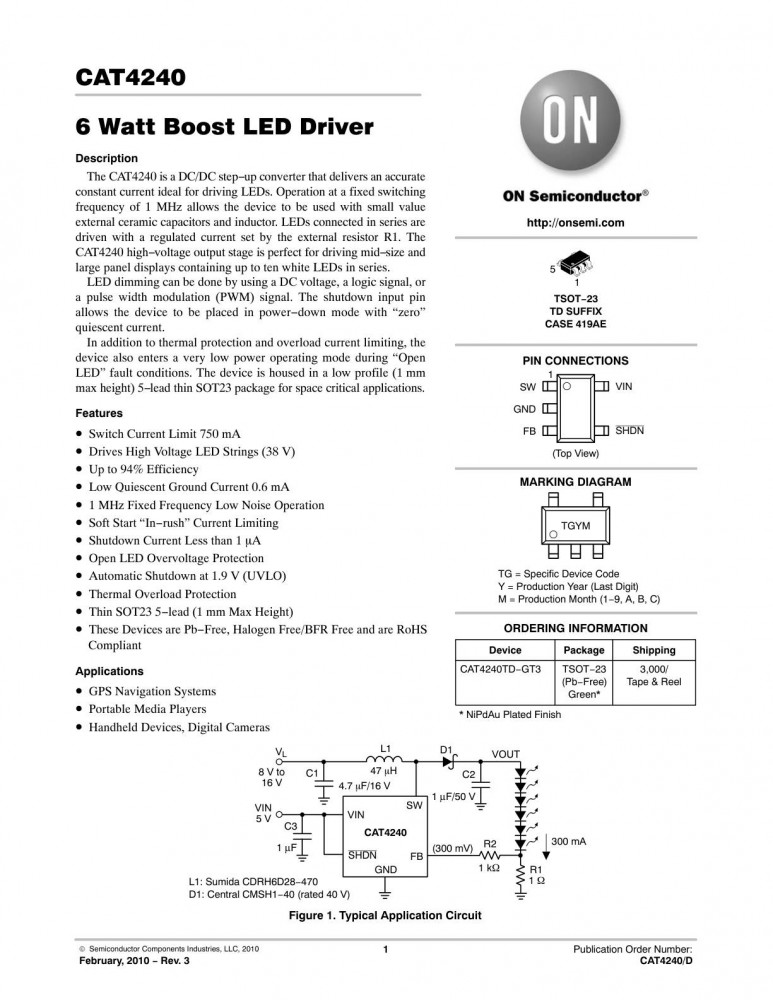 CAT4240 datasheet page 1