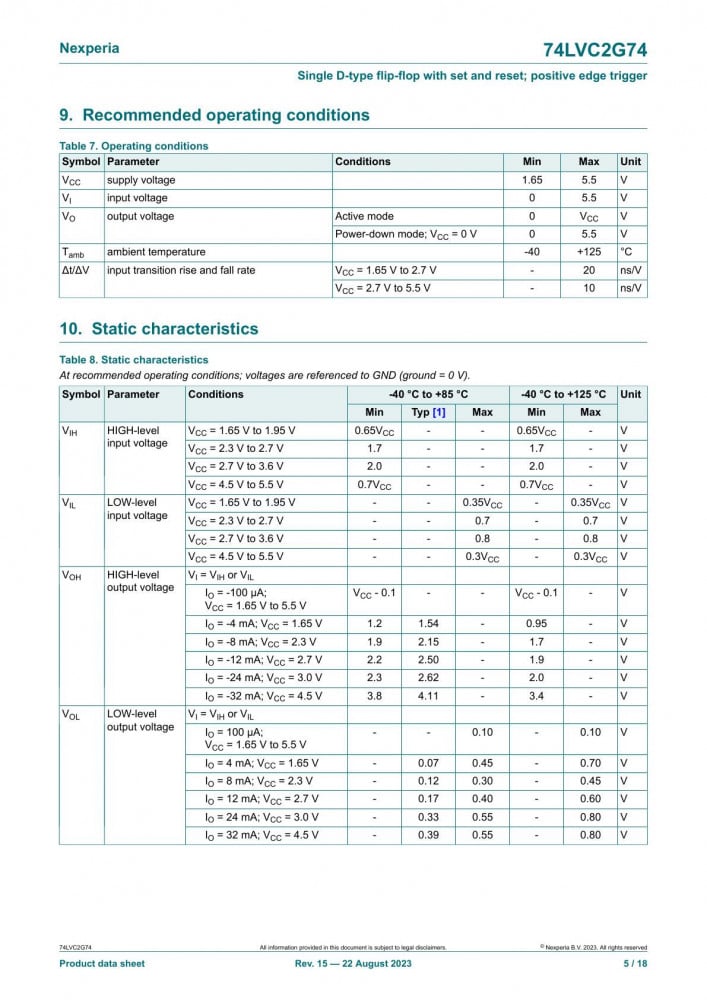 74LVC2G74 datasheet page 5