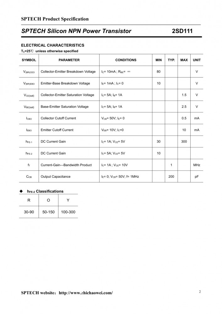 2SD111 SPTECH datasheet page 2