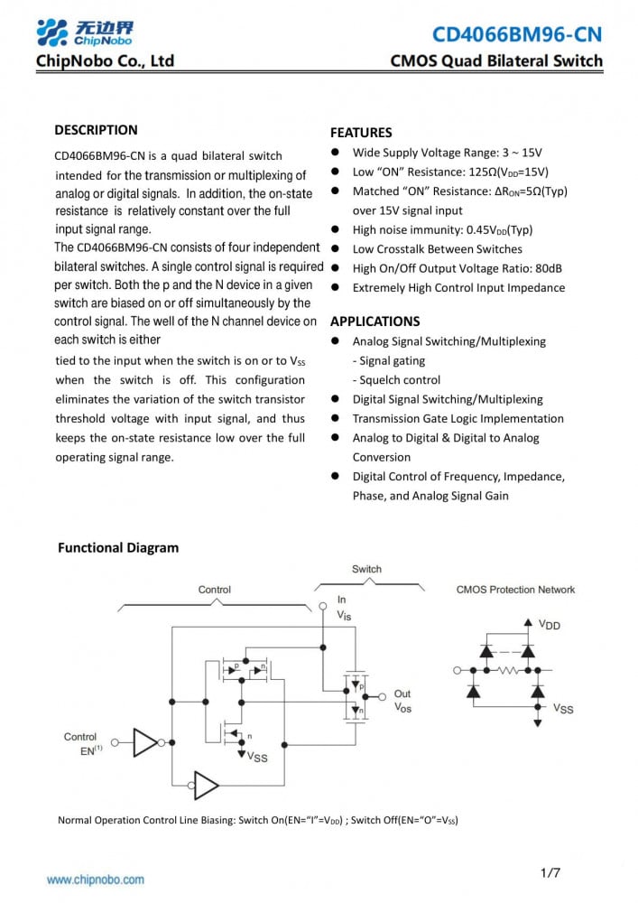 CD4066BM96-CN datasheet page 1