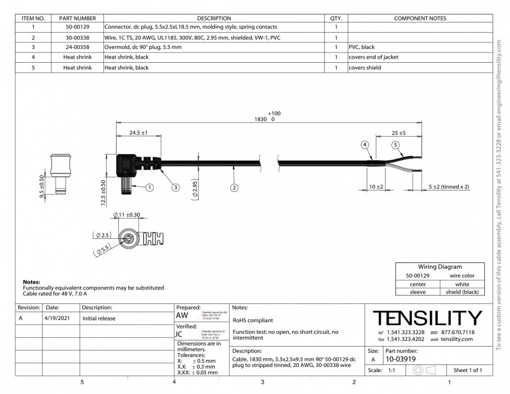 Tensility 10-03919 product drawing preview