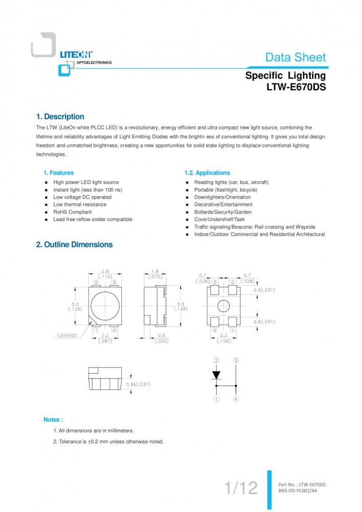 LTW-E670DS datasheet page 2