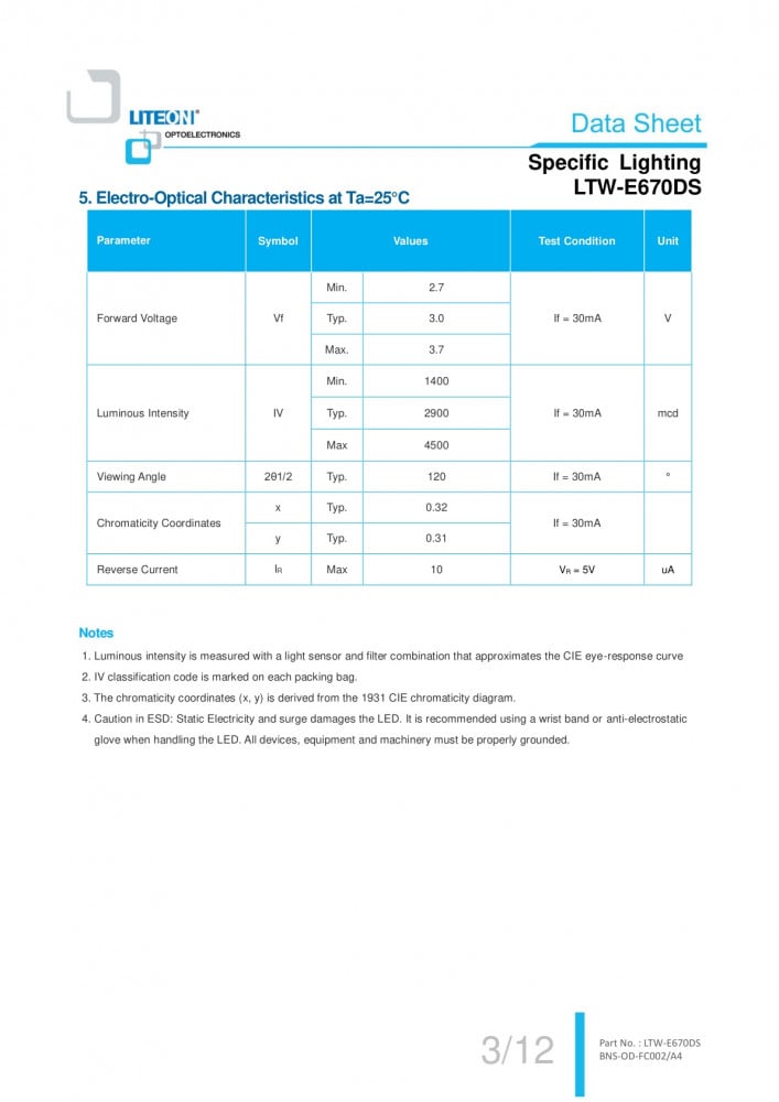 LTW-E670DS datasheet page 4