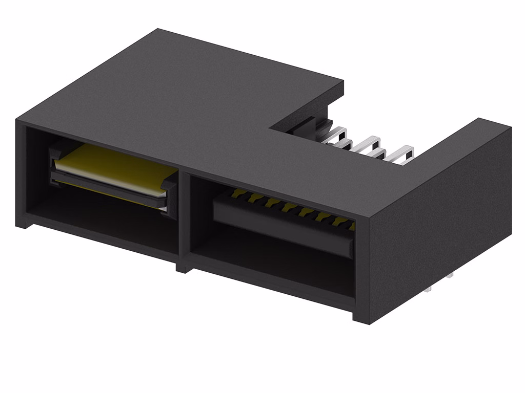 EXTreme LPHPower Plug, Right-Angle, 2 Power Contacts, 16 Signal Contacts, Select Gold (Au) Plating, for 1.57mm Thick PC Board, with Guide Pockets