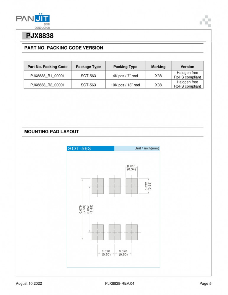 PJX8838 datasheet page 5