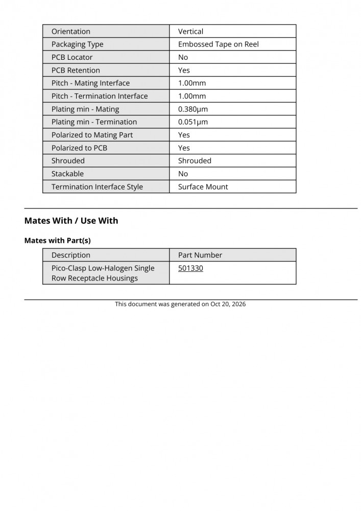 Technical document page 3 for MOLEX 2083810505