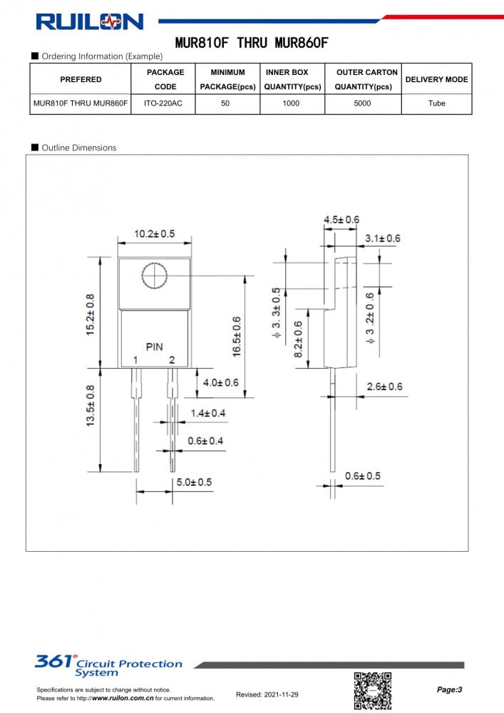 RUILON MUR860F datasheet page 3