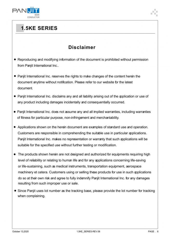 PANJIT 1.5KE series datasheet page 6