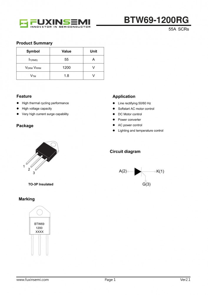 BTW69-1200RG technical document page 1