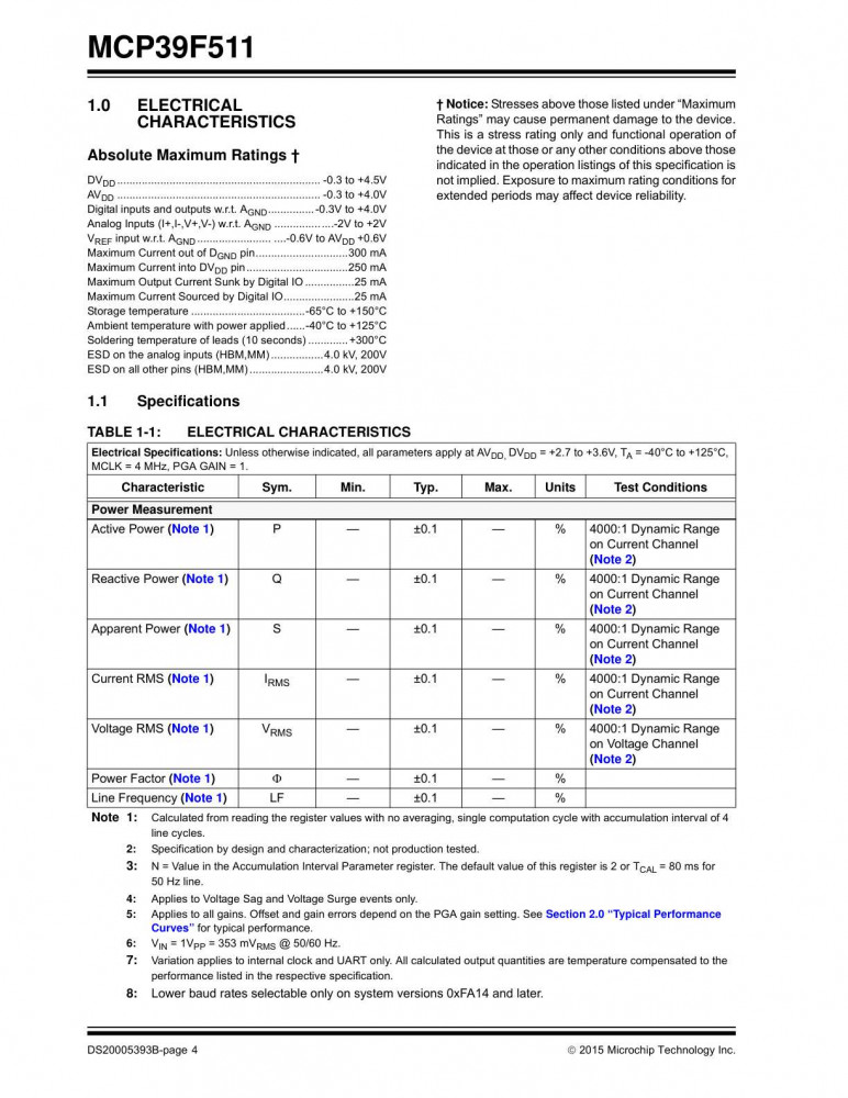 MCP39F511 datasheet page 4
